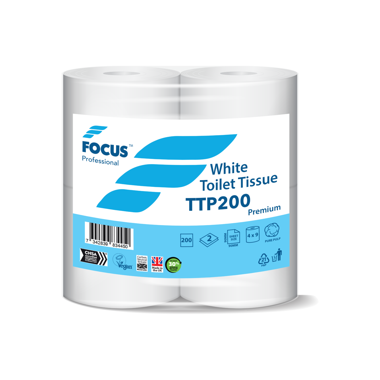 Pure Toilet Tissue - 200 Sheets | Focus Professional | ITC